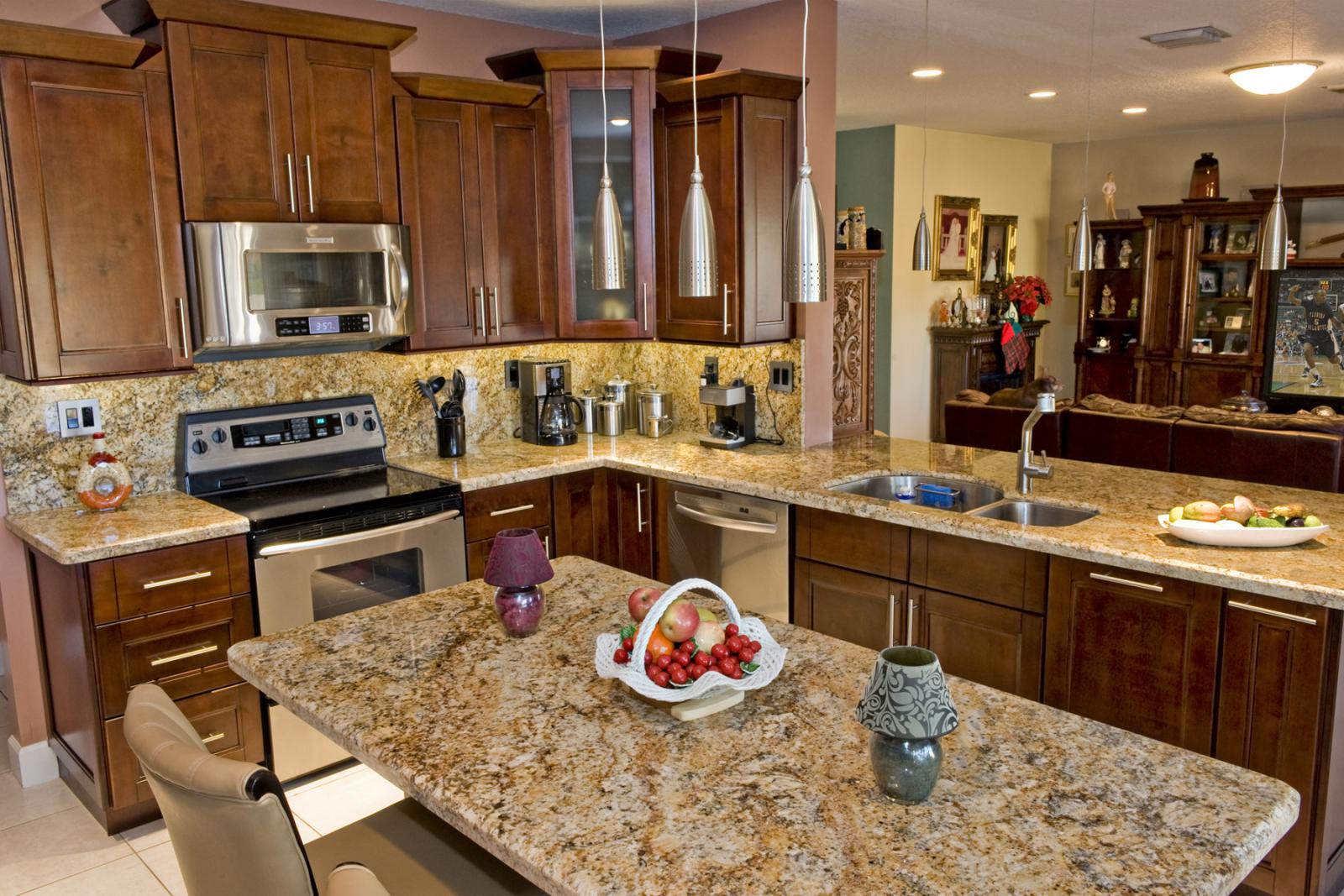 Cherry Double Shaker Cabinet Gallery | Custom Cabinets | Stone ...